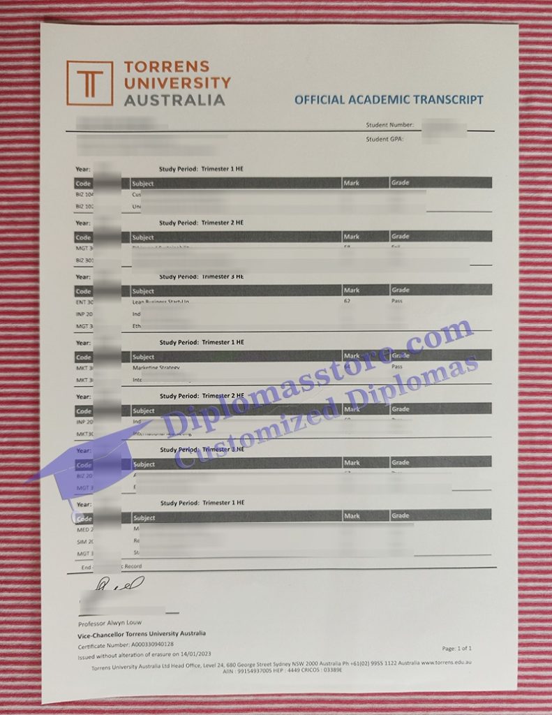 1 Golden rule to make Torrens University transcript